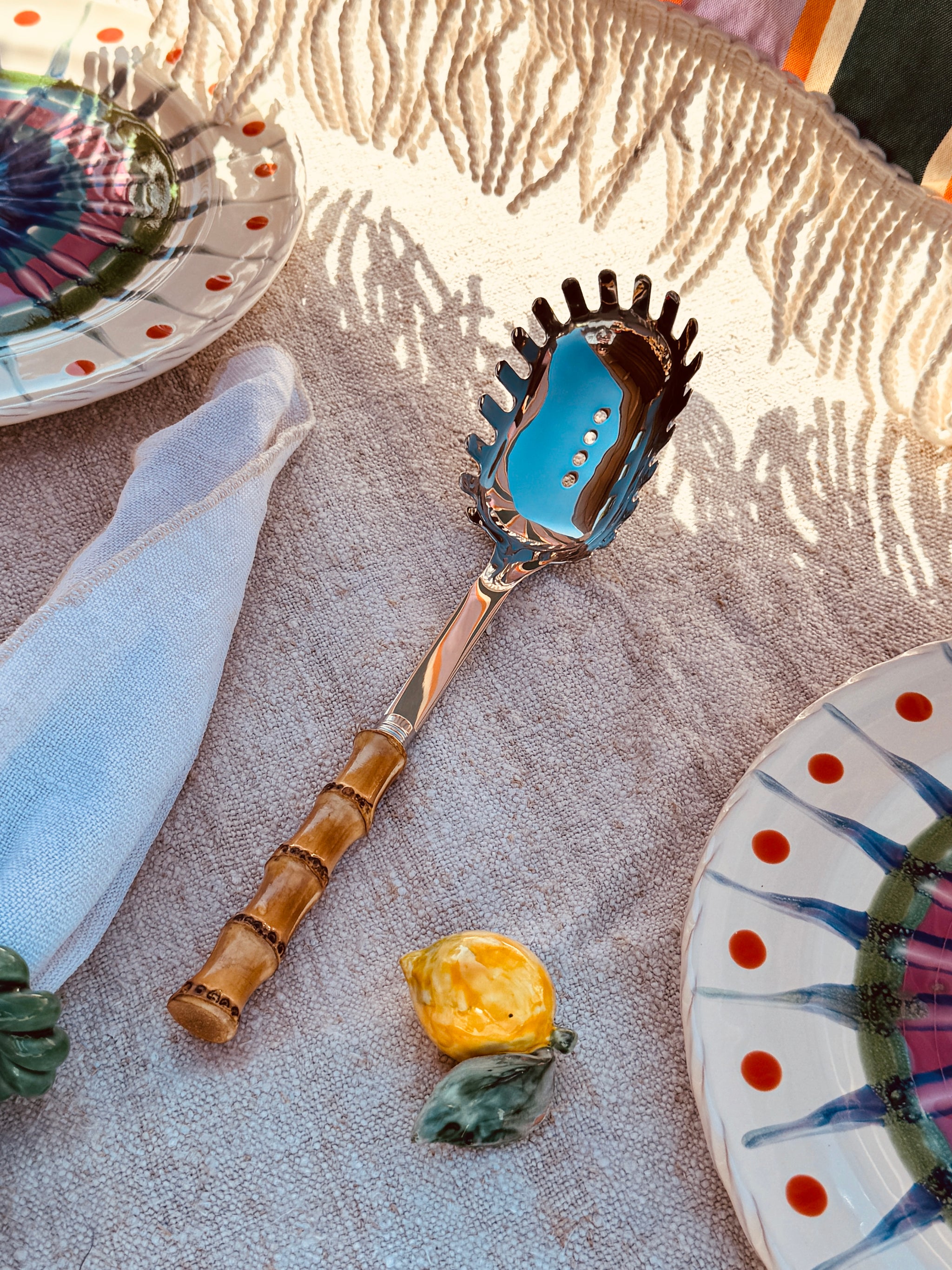 handmade Cutlery "Vintage Look-a-like" Bamboo Spaghetti Spoon